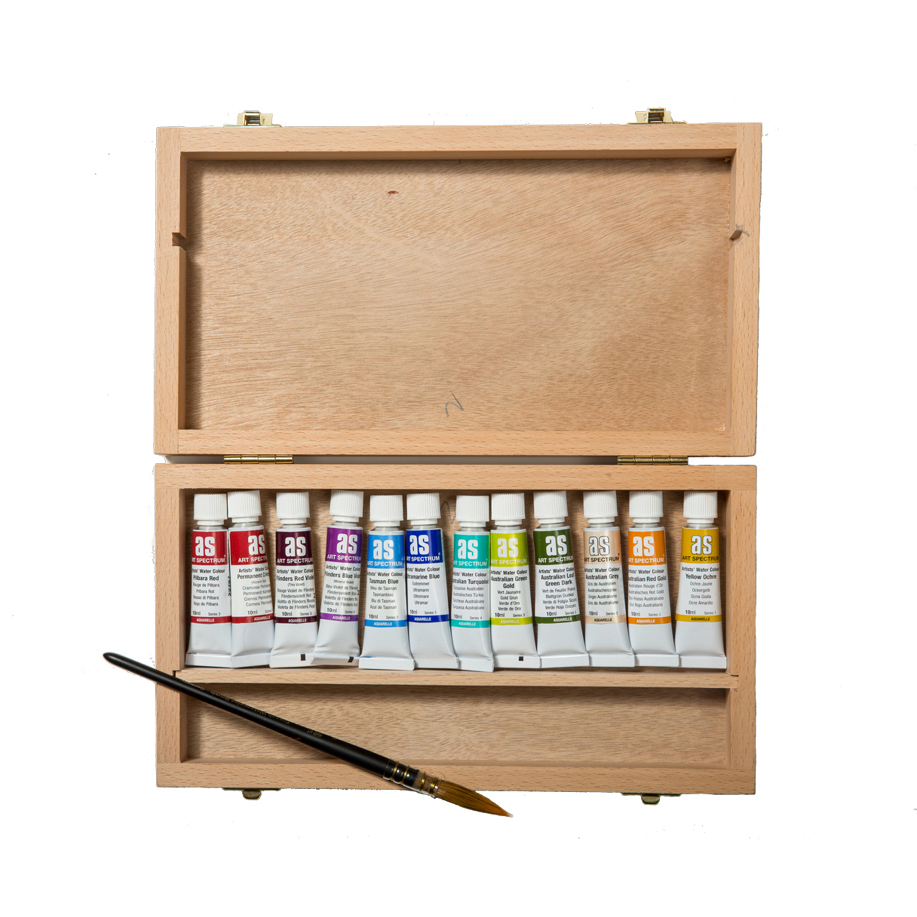 Art Spectrum® Wood box Set 12 X Assorted Watercolours with Watercolour ...